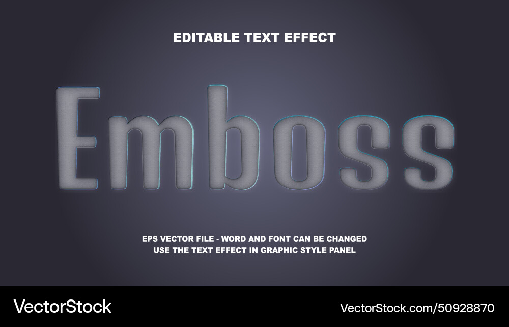 Editable text effect emboss 3d template Royalty Free Vector