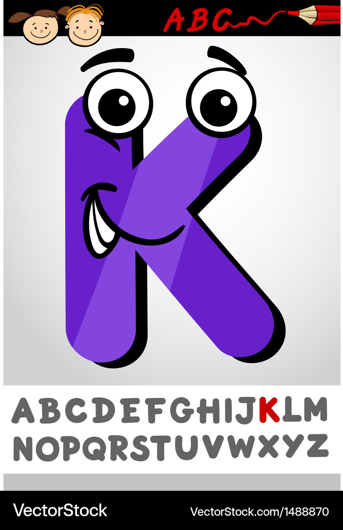 Funny letter k cartoon Royalty Free Vector Image