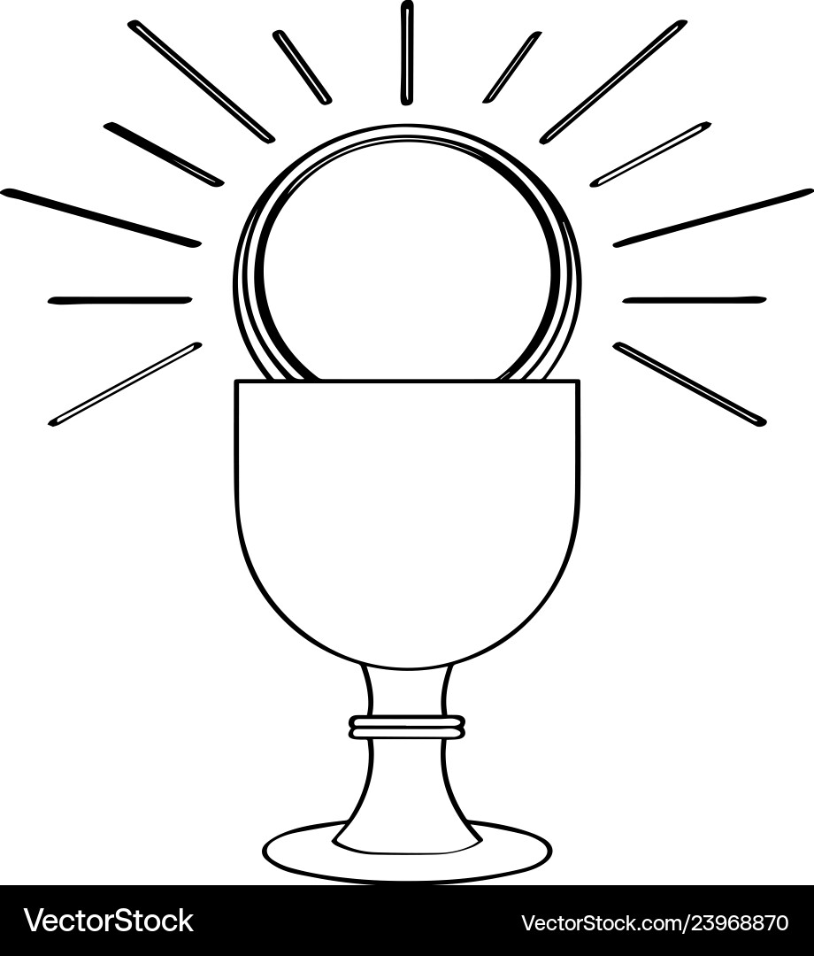 Outline of a chalice with host Royalty Free Vector Image