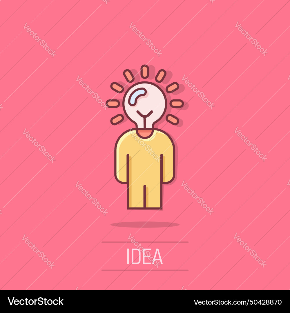 People with bulb icon in comic style idea cartoon Vector Image