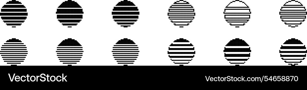 Pixelated oval patterns in black and white Vector Image