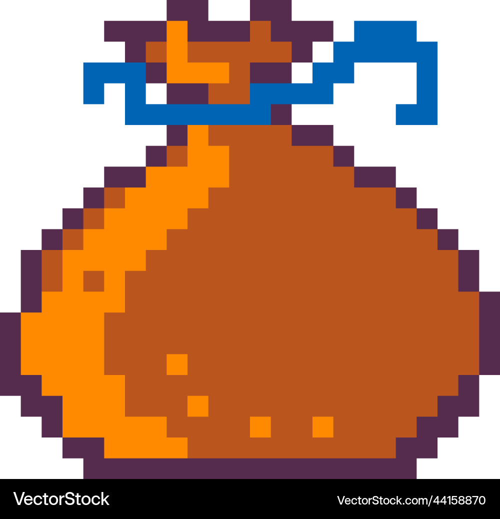Pixelated sack with gold 8 bit game design reward Vector Image