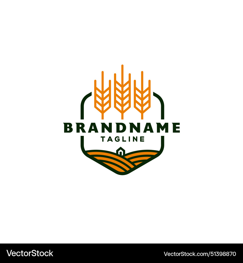 Simple wheat farm logo design Royalty Free Vector Image
