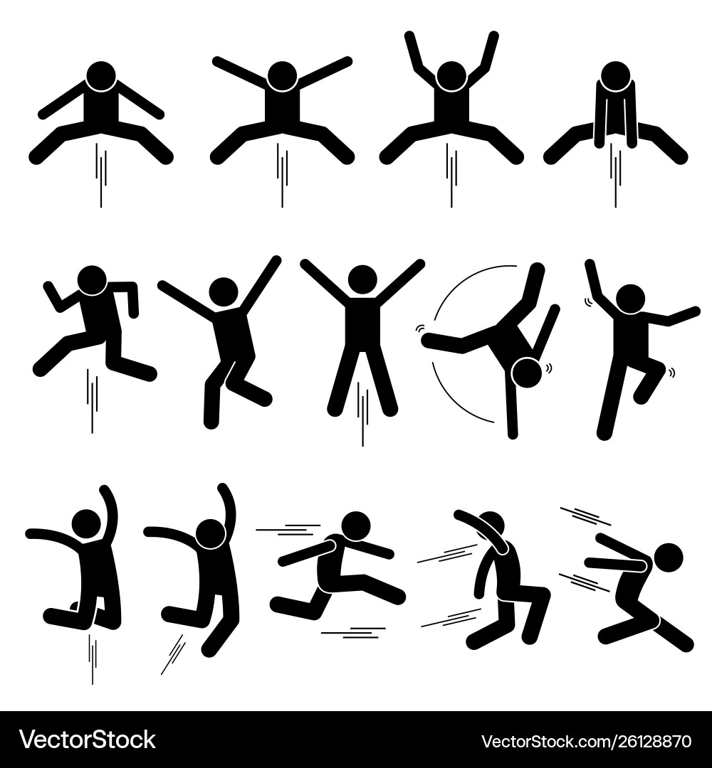 Various jumper human man people jumping stick Vector Image