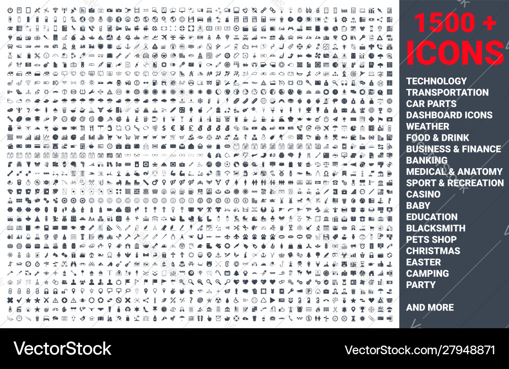 1500 Icon Set - Business & Tech Royalty Free Vector
