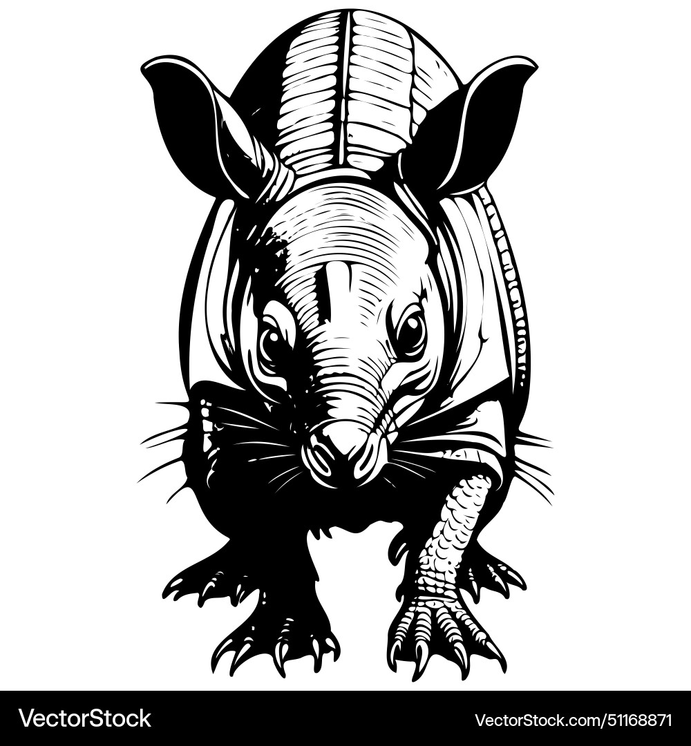 Armadillo portrait hand drawn animal transparent Vector Image