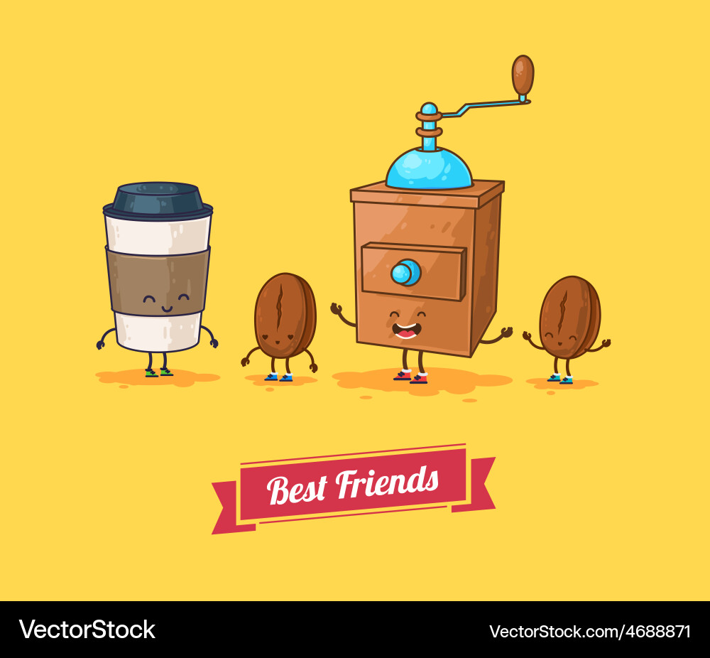 Funny cartoon coffee beans ans Royalty Free Vector Image