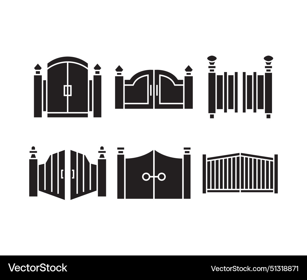 Gate and fence icons Royalty Free Vector Image