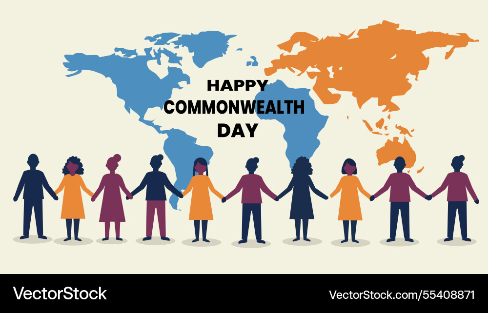 Happy commonwealth day - unity across continents Vector Image