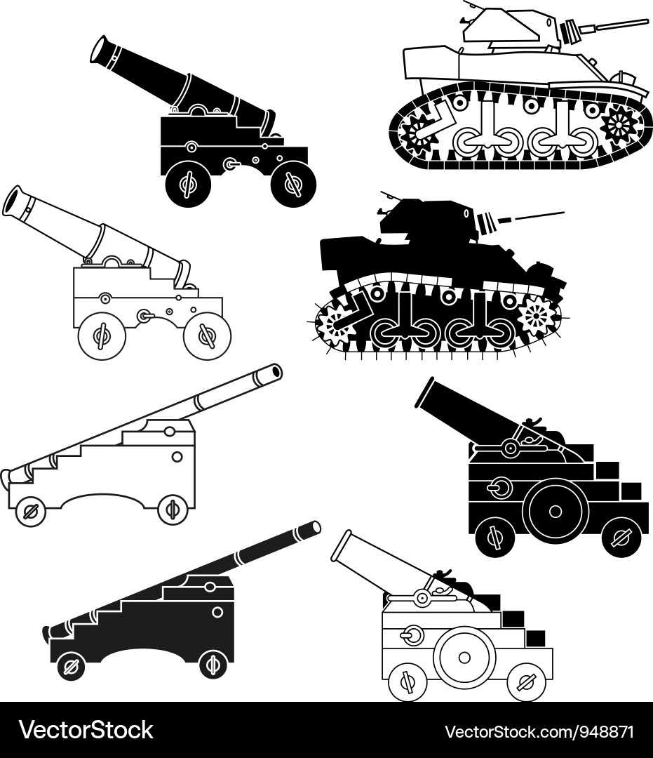 Kanonen und Tanks Lizenzfreies Vektorbild - VectorStock