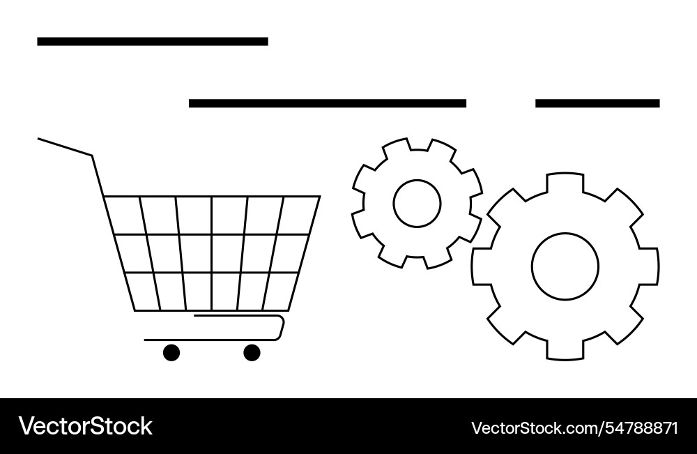 Shopping cart and gear icons representing e Vector Image