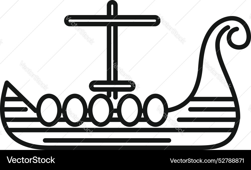 Viking ship sailing on water with oars extended Vector Image