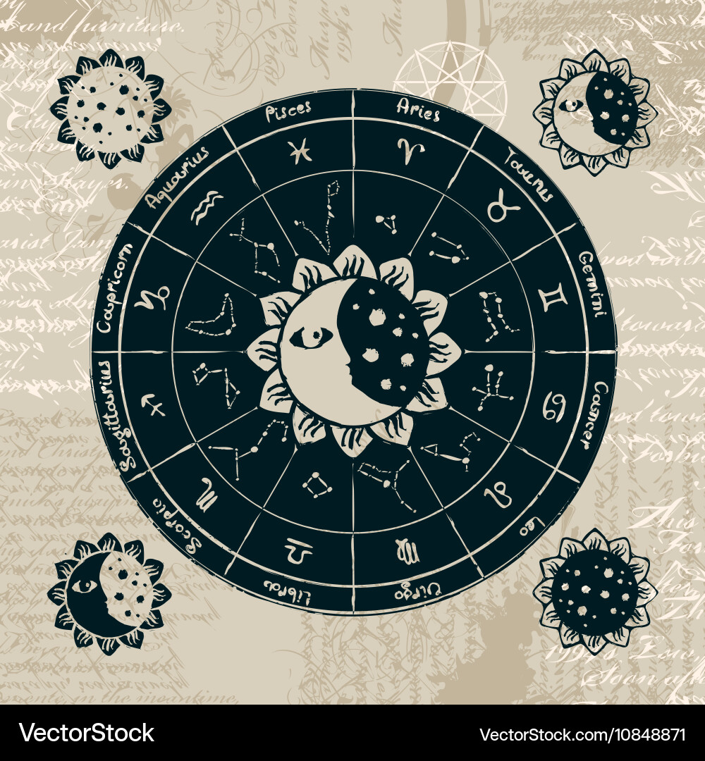Zodiac with the sun Royalty Free Vector Image - VectorStock