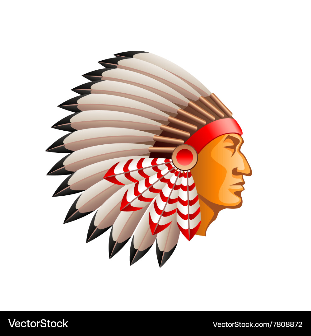 American indian chief isolated on white Royalty Free Vector