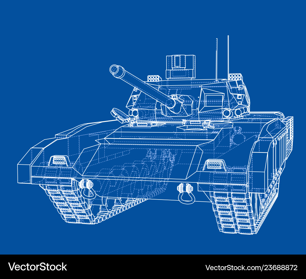Blueprint of realistic tank Royalty Free Vector Image