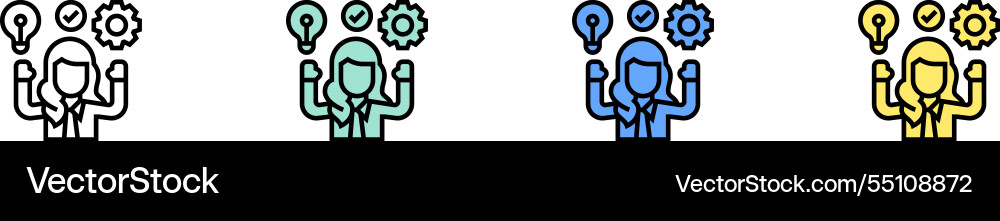 Competence icon outline green blue and yellow Vector Image