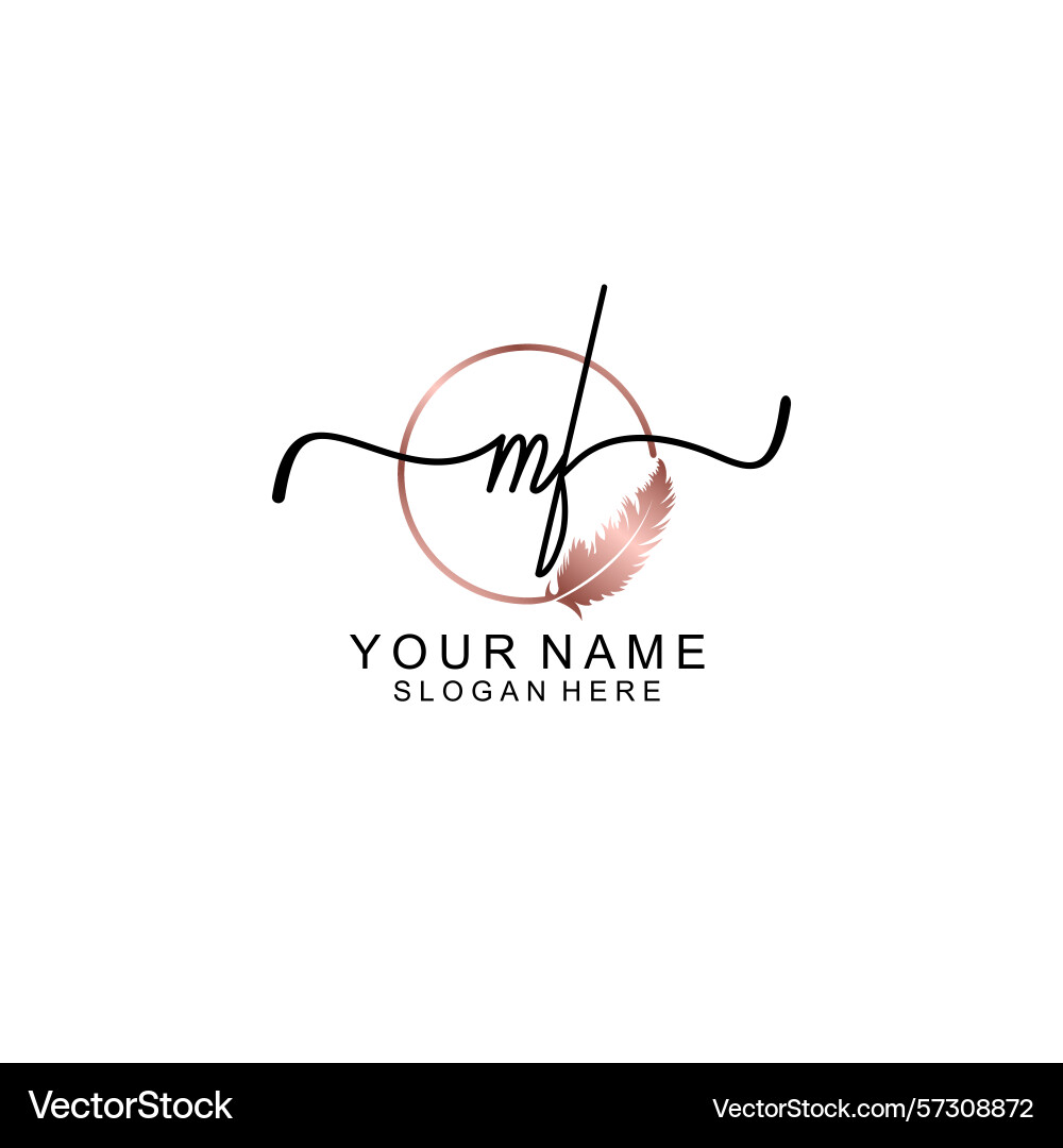 Elegant mf initial logo with floral handwritten Vector Image