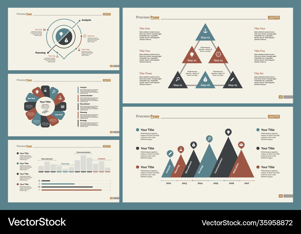Five training slide templates set Royalty Free Vector Image