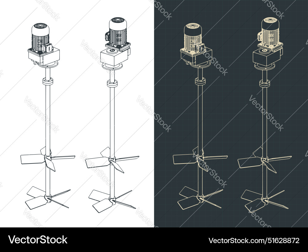 Industrial agitator isometric blueprints Vector Image