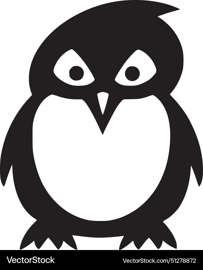 Penguin - black and white Royalty Free Vector Image