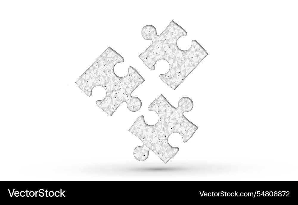 Three puzzles on white digital solution partners Vector Image