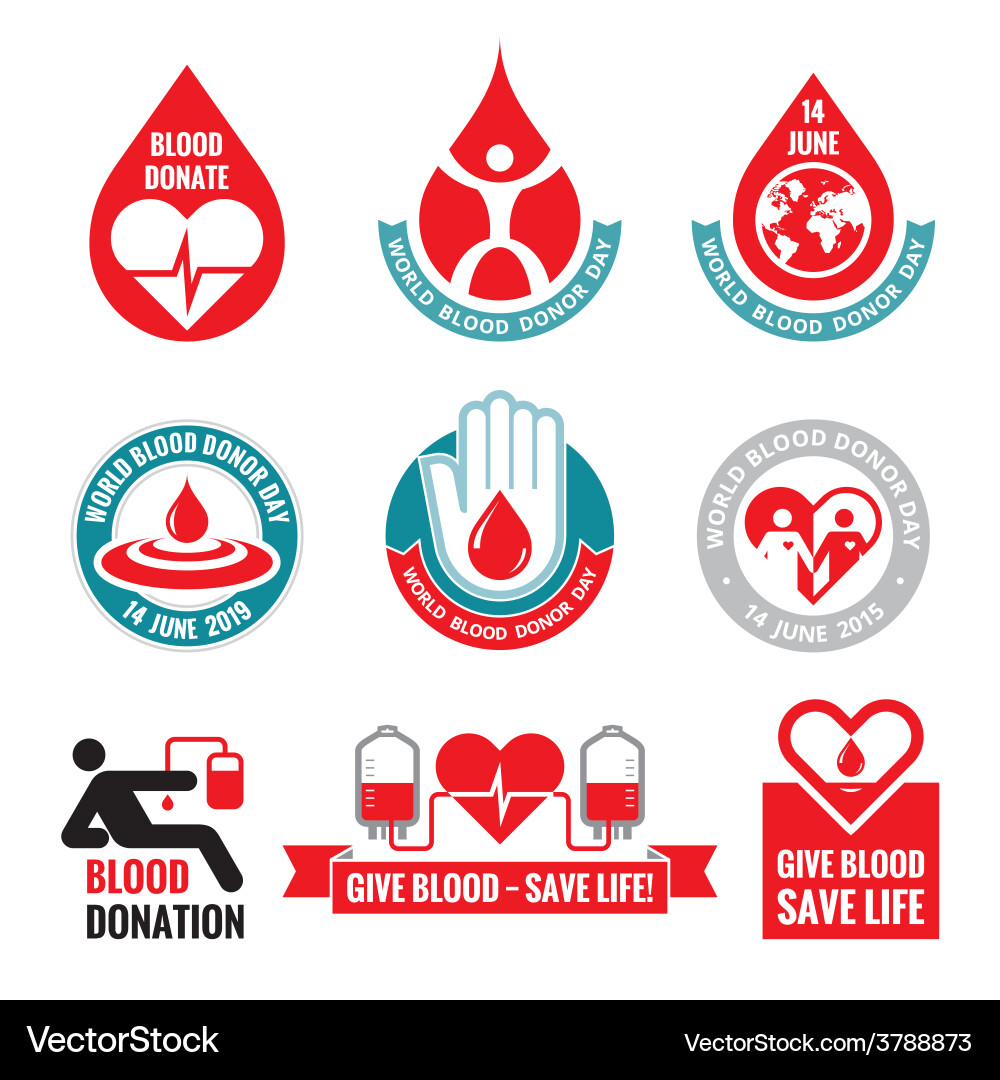 Blood donation - logo badges collection Royalty Free Vector