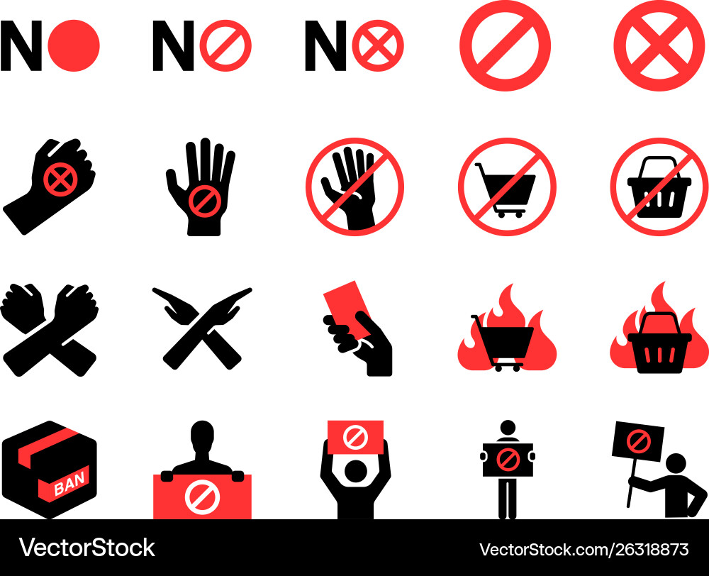 Boycott icon set Royalty Free Vector Image - VectorStock