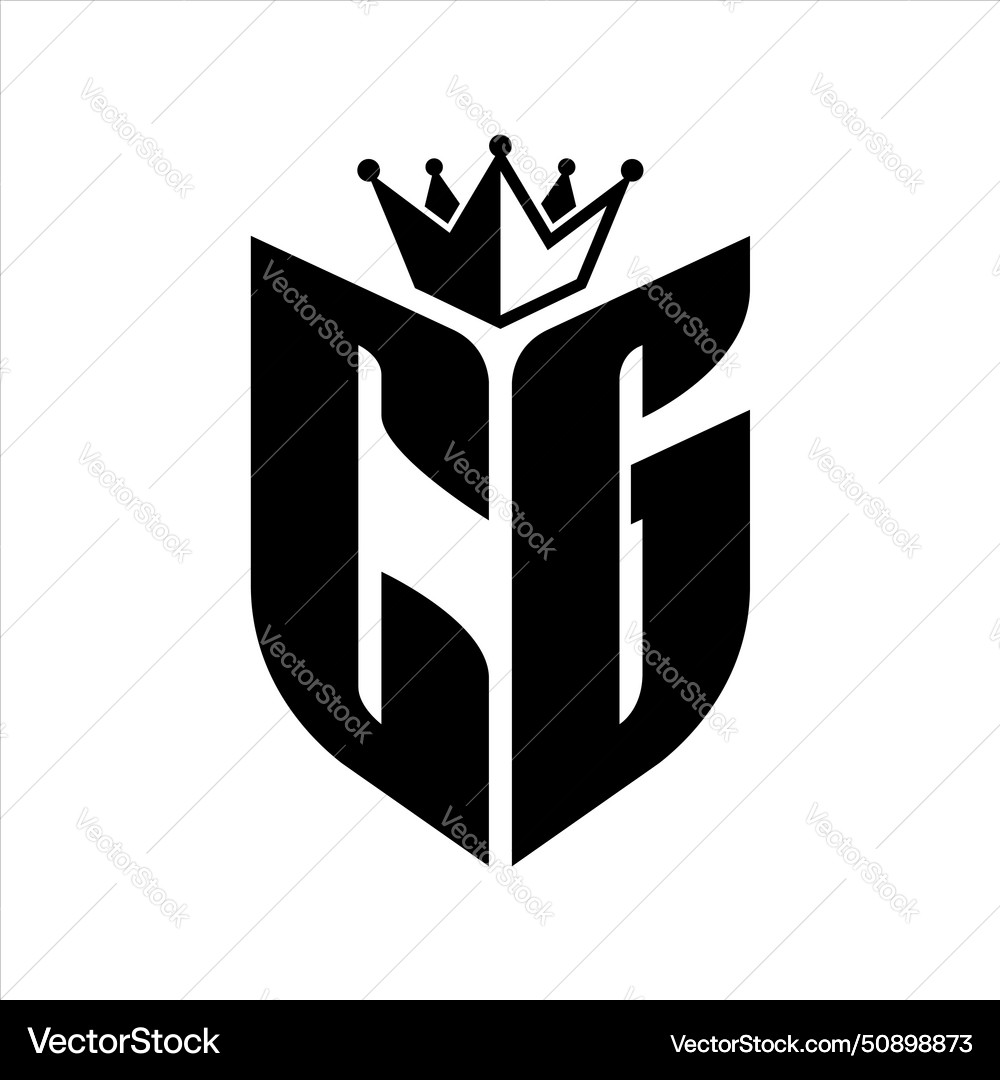 Cg letter monogram with shield shape crown Vector Image