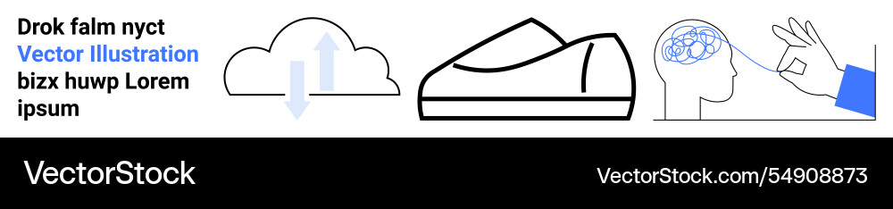 Cloud download shoe brain with hand - silhouette Vector Image