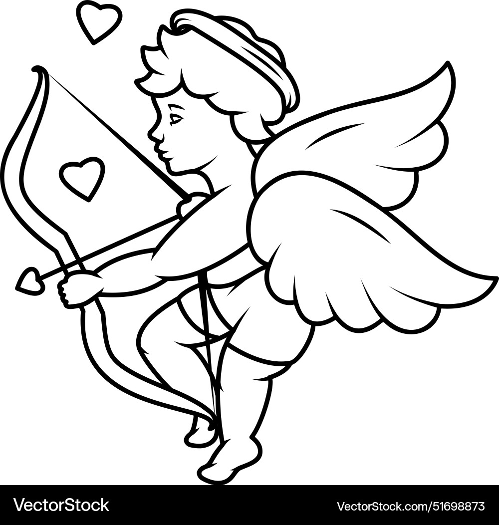 Cupid shooting arrow angel with a wings Royalty Free Vector
