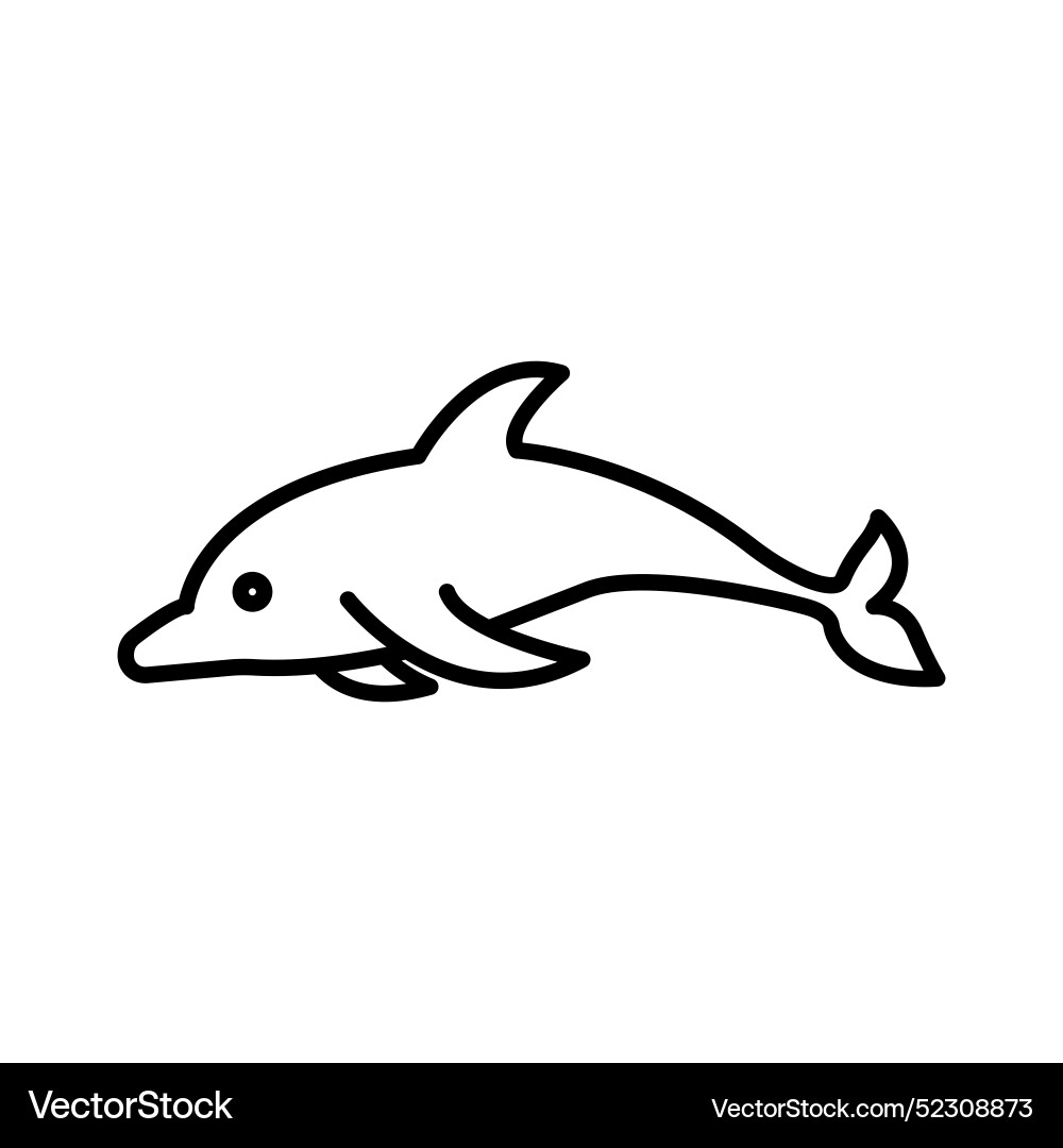 Dolphin icon linear logo mark in black and white Vector Image