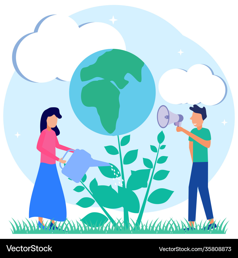 Graphic cartoon character earth day Royalty Free Vector