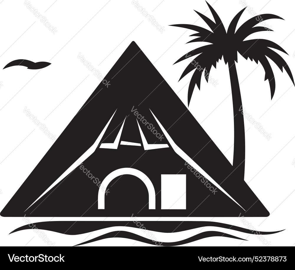 Heritage hideaway emblematic african hut logo Vector Image