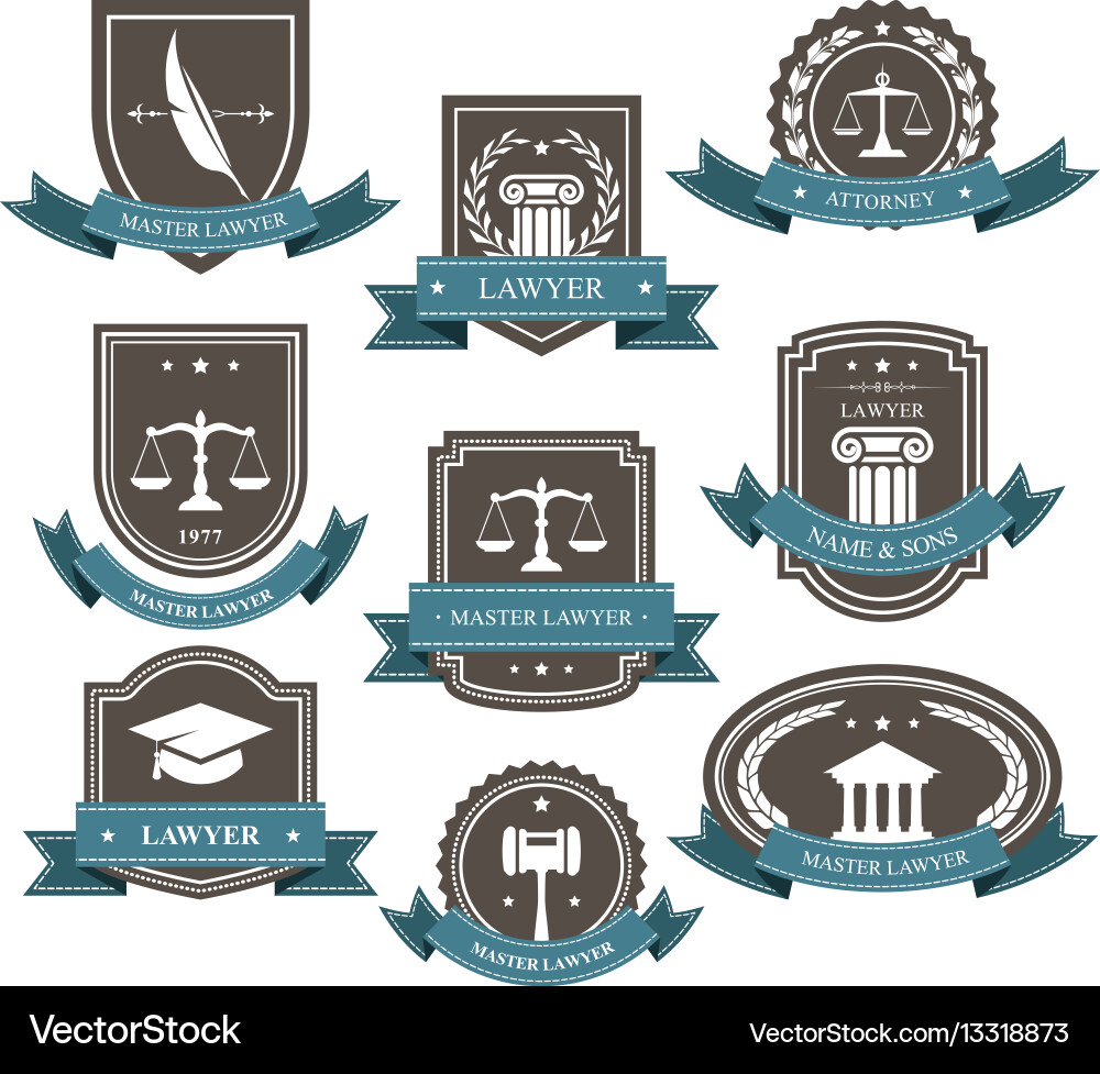 Master lawyer and attorney emblems blazons ba Vector Image