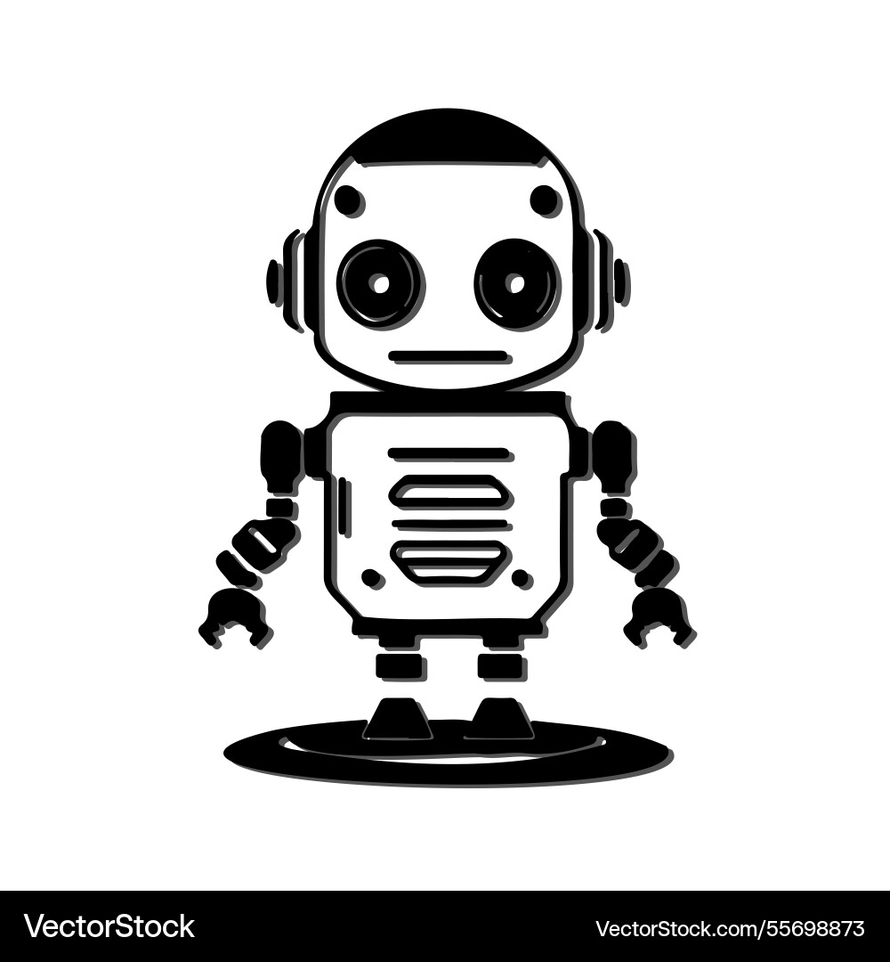 Minimalist robot in black and white Royalty Free Vector