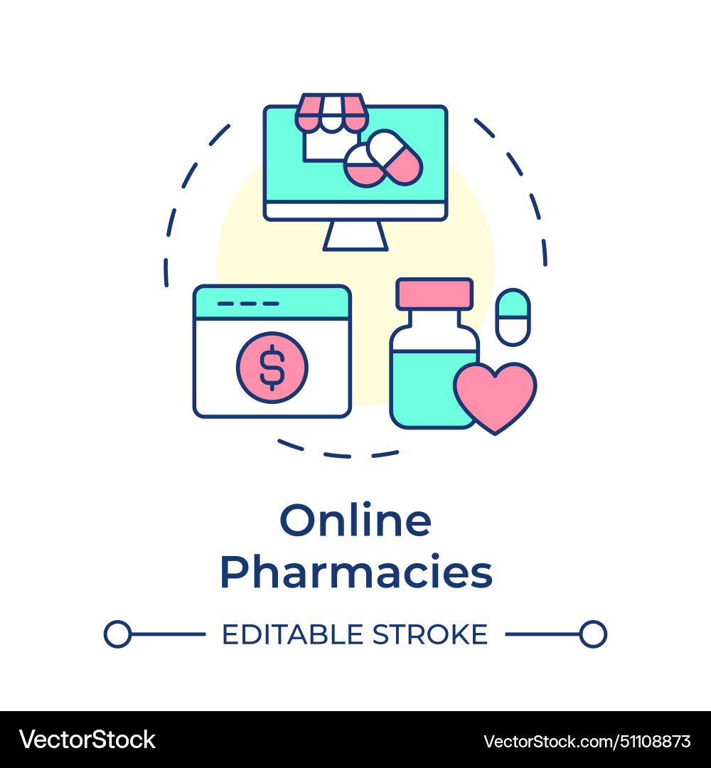 Online pharmacies multi color concept icon Vector Image
