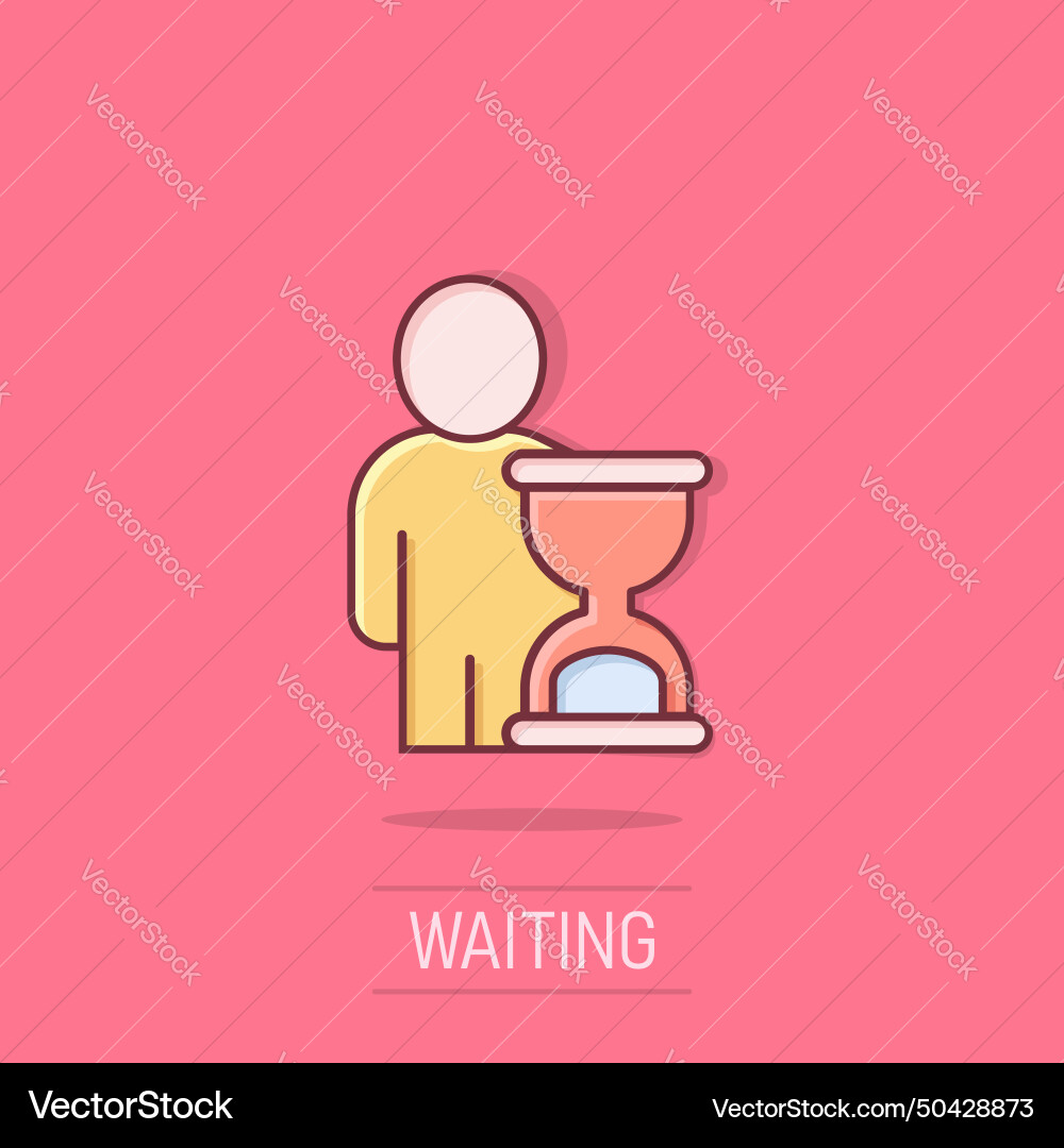 People and clock icon in comic style user time Vector Image
