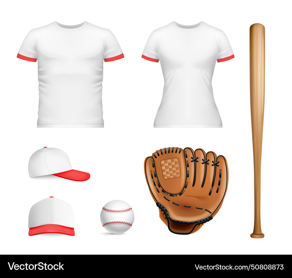 Realistic sport baseball mockup icon set Vector Image