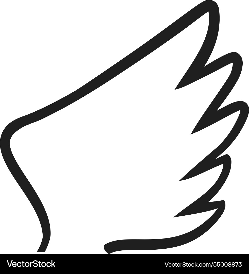 Single black wing rising gracefully hand drawn Vector Image