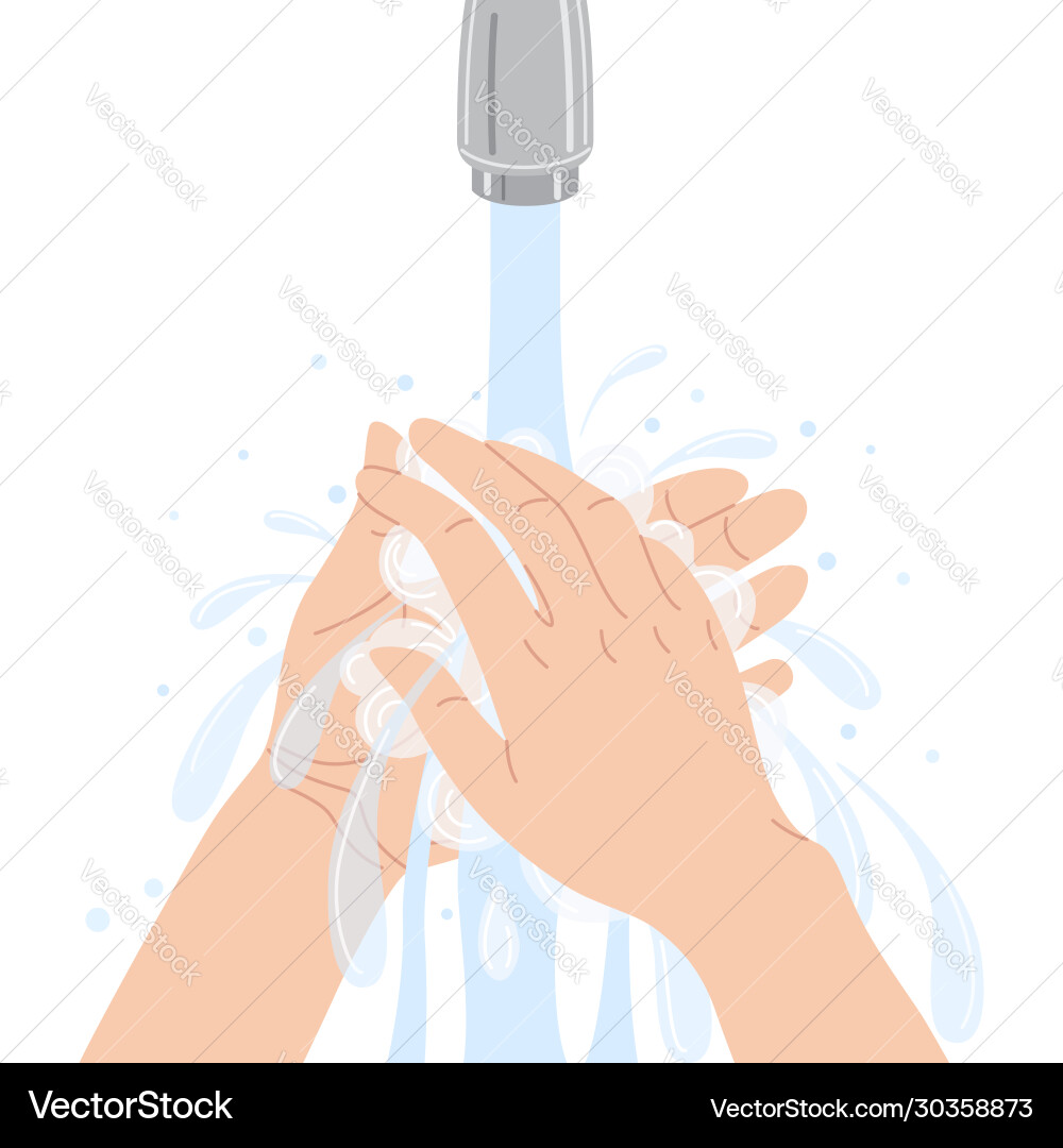Washing hands flat Royalty Free Vector Image - VectorStock