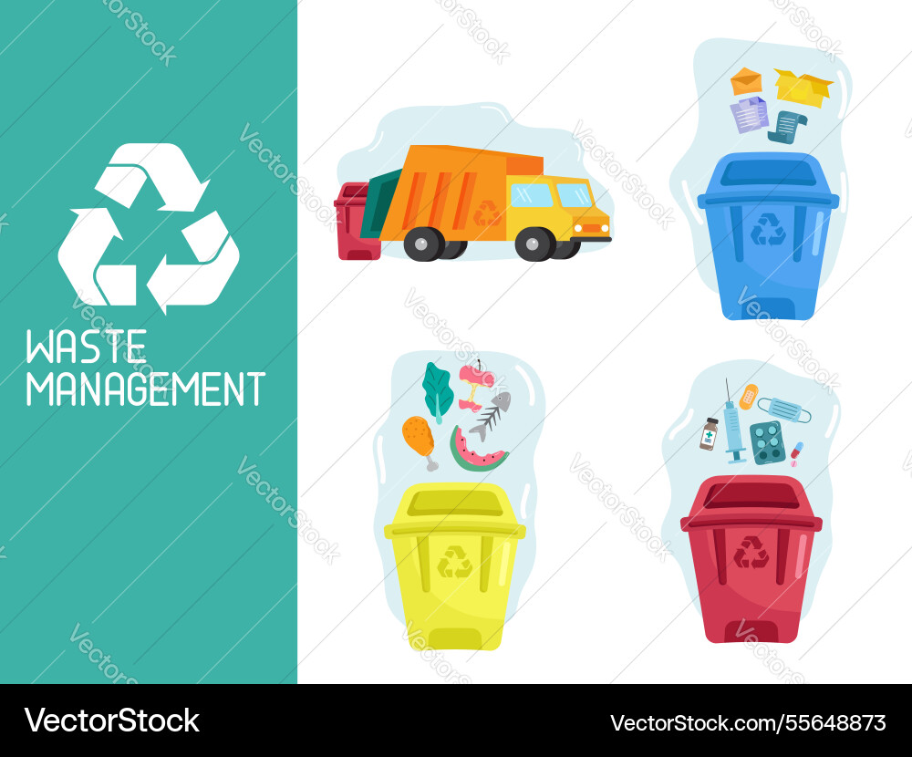 Waste management recycle garbage system eco Vector Image