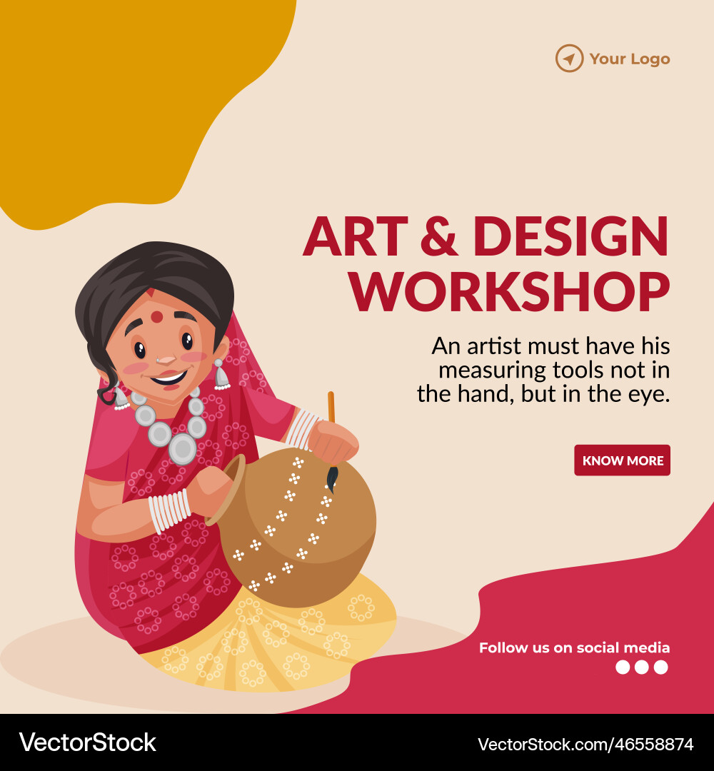 Banner design of art and workshop template Vector Image