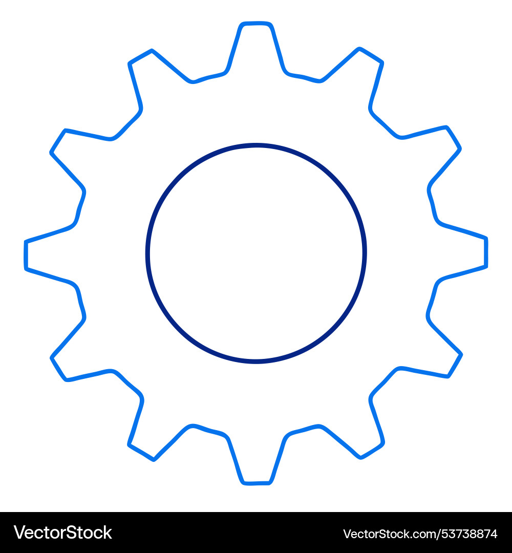 Blue cogwheel outline art Royalty Free Vector Image