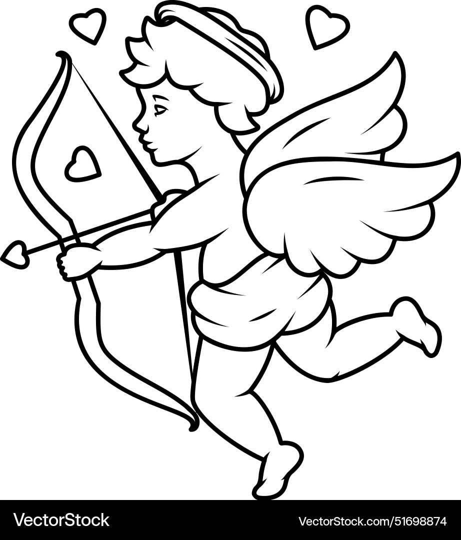Cupids shooting arrows angel with a wings Vector Image