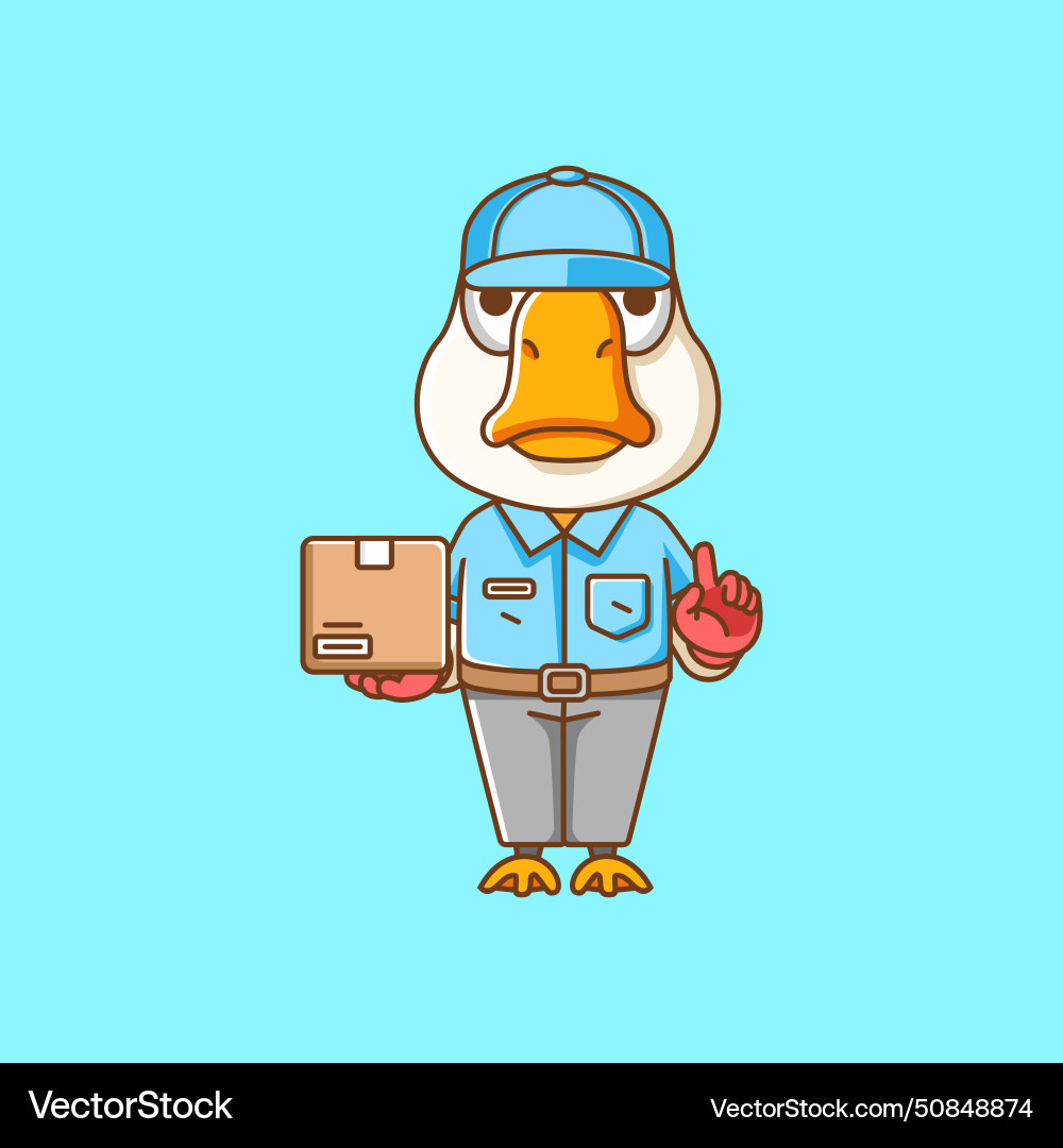 Cute goose courier package delivery animal chibi Vector Image
