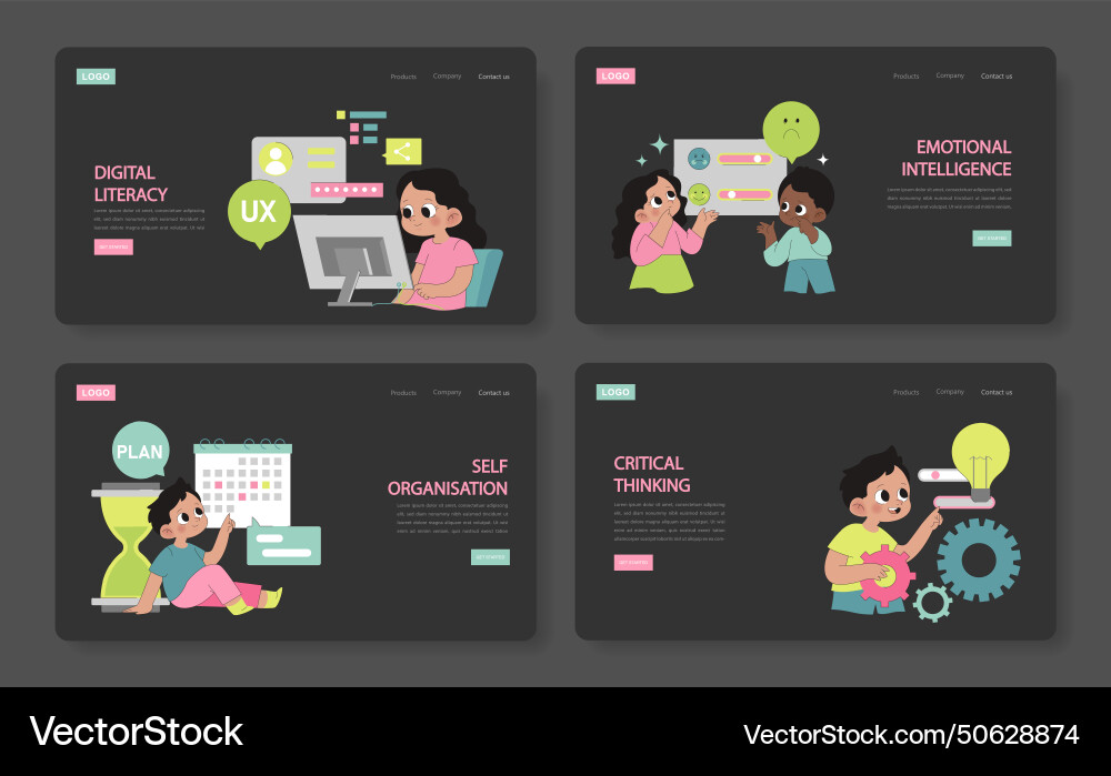 Digital proficiency set Royalty Free Vector Image