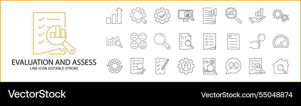 Evaluation and assess icon set Royalty Free Vector Image