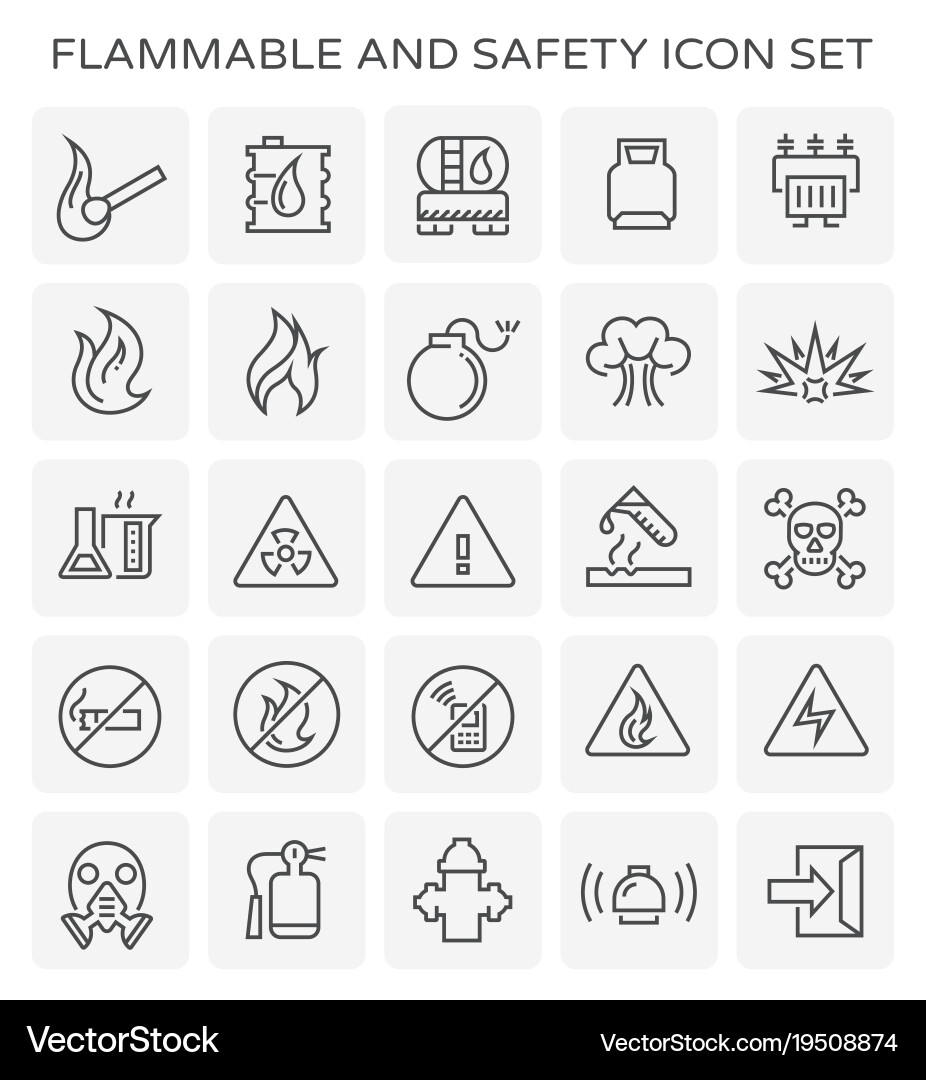 Flammable safety icon Royalty Free Vector Image