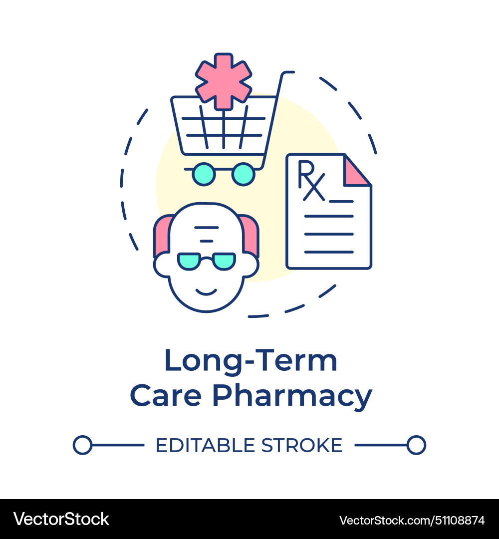 Long-term care pharmacy multi color concept icon Vector Image