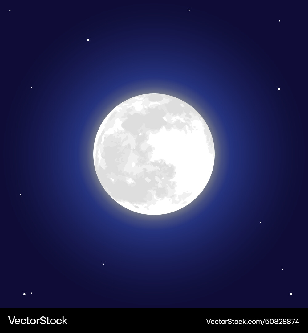 Realistic full moon on night sky Royalty Free Vector Image